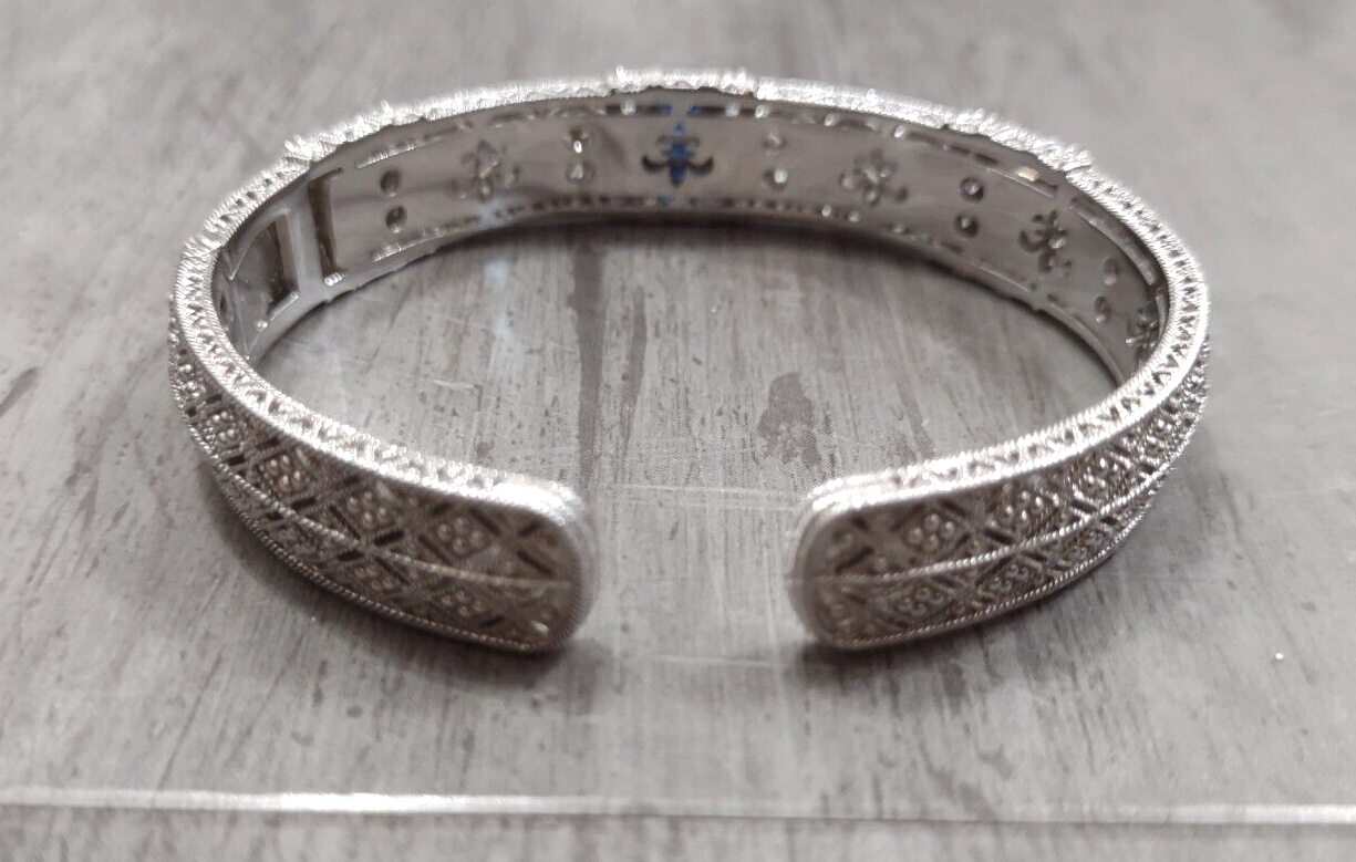 Judith Ripka Estate Pia Sterling Silver Blue Sapphire & Diamonique Cuff ...