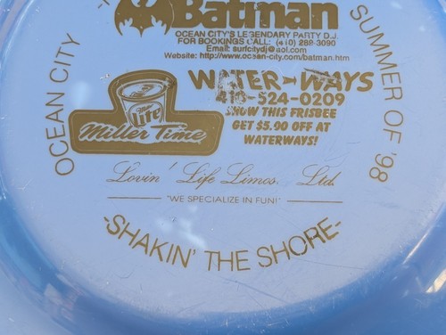 Vintage Ocean City ROCKIN' THE BEACH Summer of 98 'DJ Batman' Frisbee ...