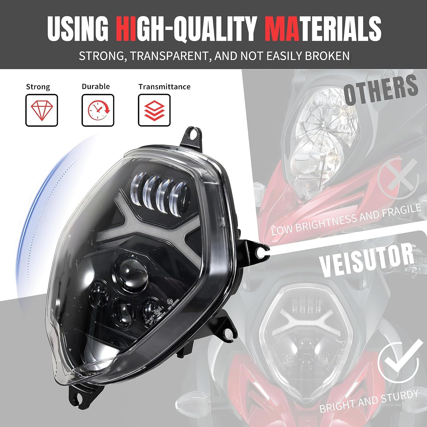 For Suzuki V-STROM DL650/650 DL1000/1000 LED Headlight Assembly ...