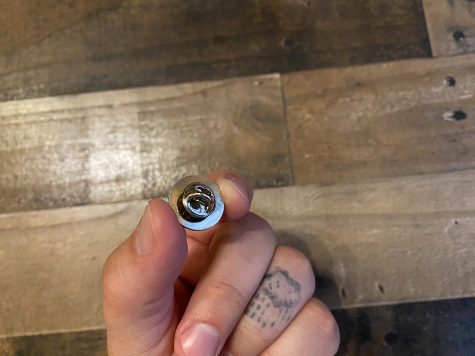 Care-A-Lots Metal Pin VTG Pinback Navy Blue Silver Cross Hat Cap Jacket ...