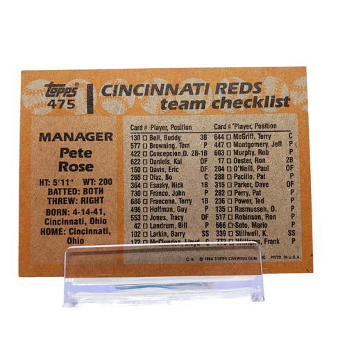 1988 Topps - Team Checklist #475 Pete Rose for sale online | eBay