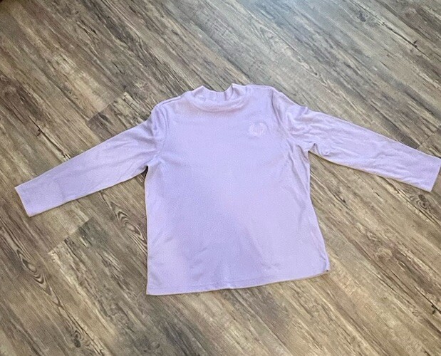 Blair Women's Large Top Lt Purple Long Sleeve Shirt Mock Neck Cotton ...