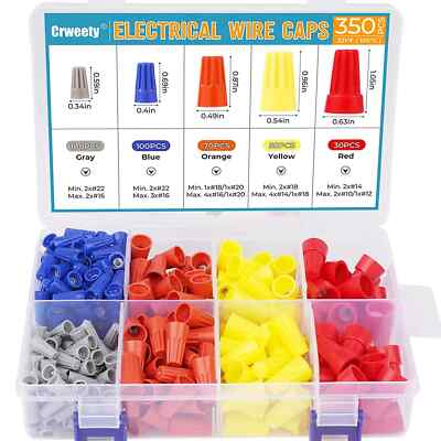 350pcs Electrical Wire Connectors Nuts Colorful Wire Caps Kit Twist ...