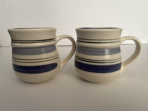 Pfaltzgraff RIO Blue Stripe Stoneware Coffee Tea Cups Mugs - Set of 2 ...