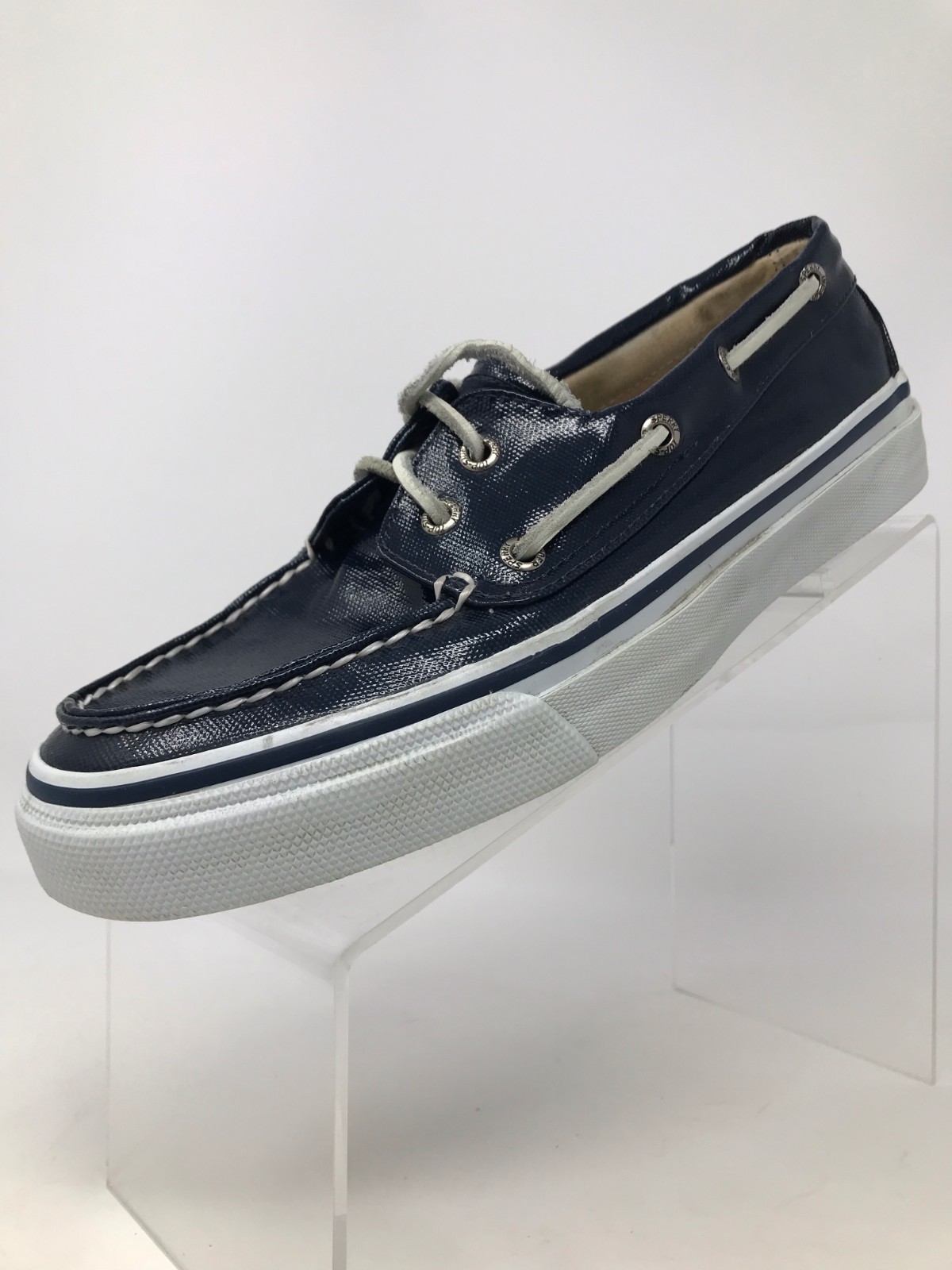 Sperry Top Sider NAVY Blue Shiny Patent Deck Boat Shoes 0632873 F9 ...