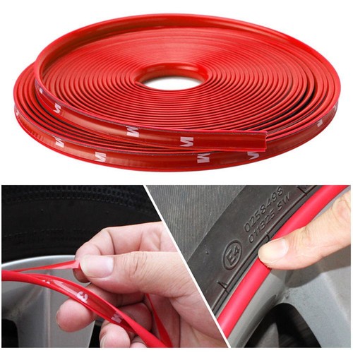 26FT Car Red Wheel Hub Rim Trim Tire Ring Guard Rubber Strip Protector ...