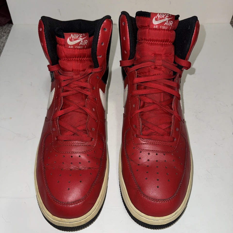 Nike 315121-009 Air Force 1 High Top Shoes Red Black 82 Retro AF1 Size ...
