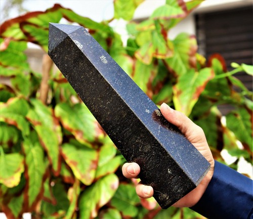 250MM Black Coppernite Crystal Healing Tower Chakra Gemstone 4 Faceted ...