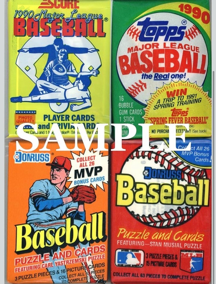 Old Baseball Cards Unopened Packs from Wax Box - Vintage 100 Card Lot ...