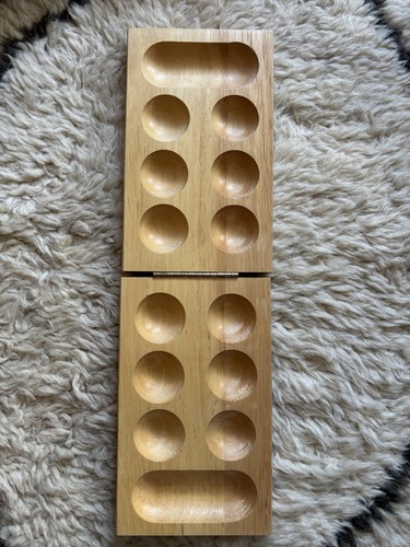 Folding Wooden Mancala Game with Colorful Stones In Metal Box Sealed ...