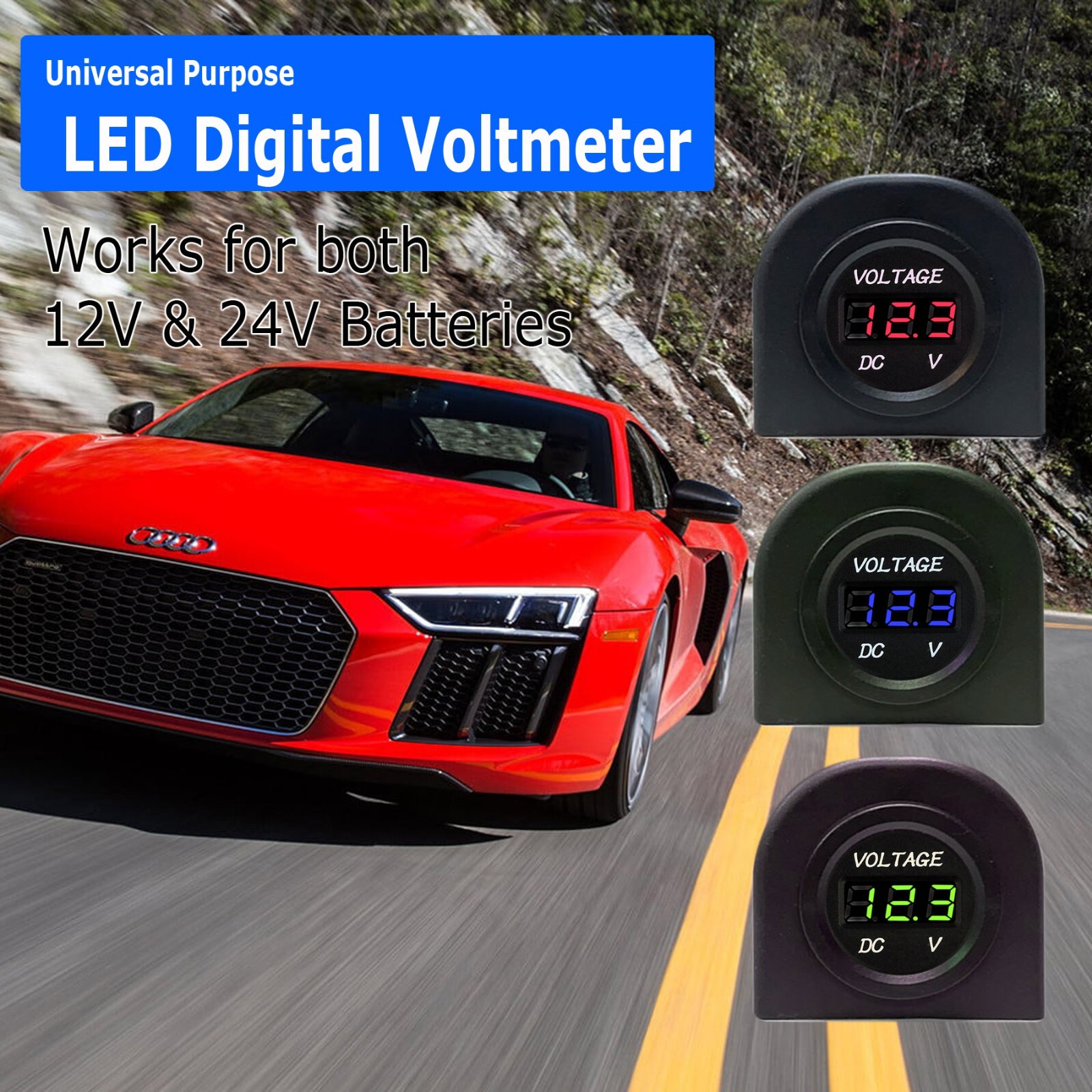 Waterproof CAR Battery Meter DC 12V Voltmeter LED Digital Display ...