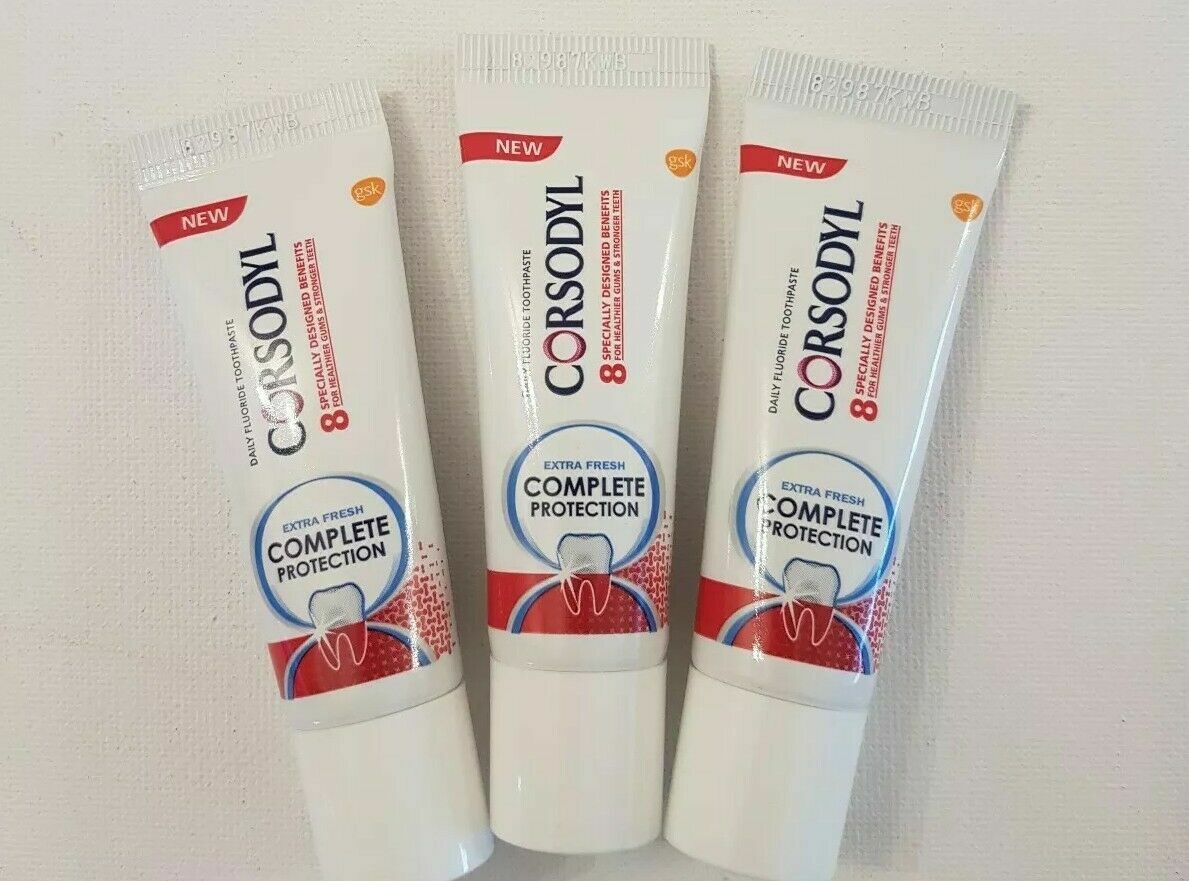 Corsodyl COMPLETE PROTECTION Toothpaste Gum Bleeding 3x 15ml Travel ...
