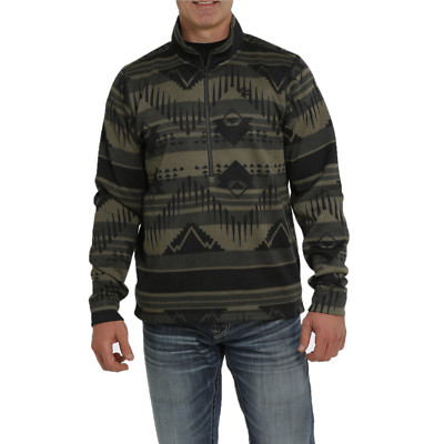 Cinch® Men's Aztec Printed Olive Fleece Pullover MWK1558002 | eBay