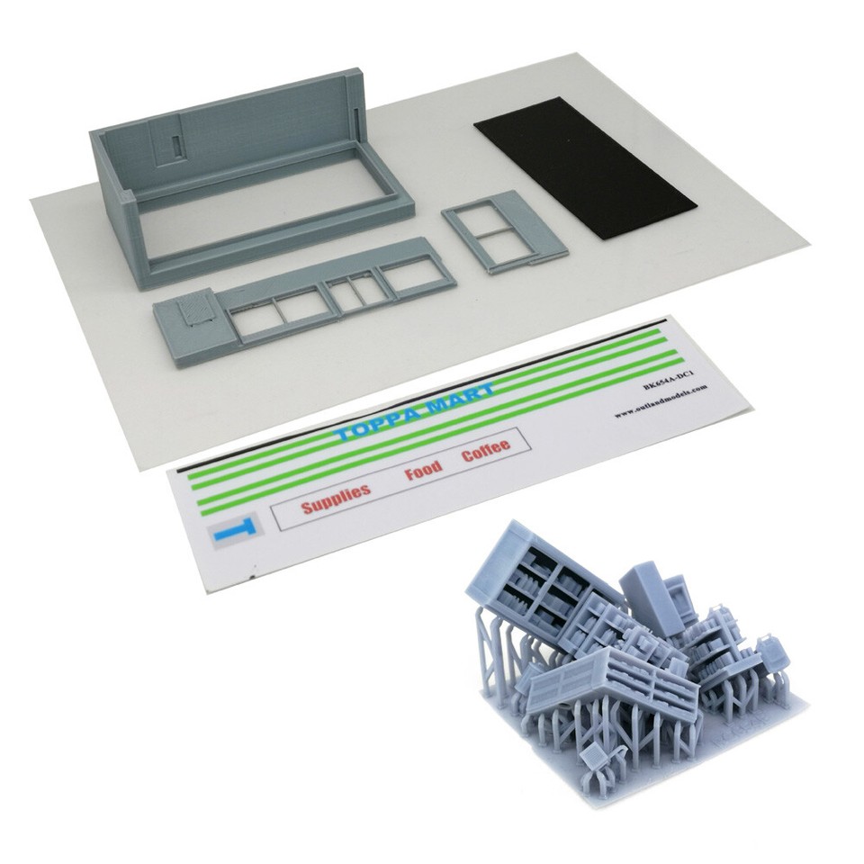 Outland Models Railway Scenery Convenience Store & Accessories1:87 HO ...