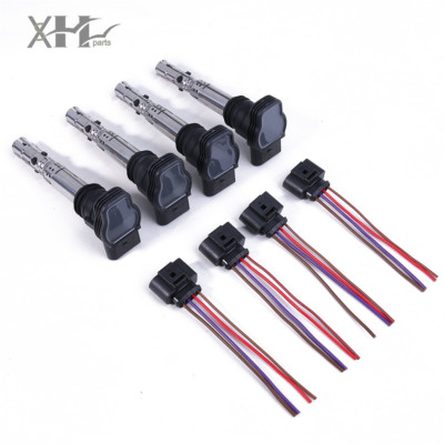 4pcs Ignition Coil &Plug For VW Golf Passat Bora Beetle AUDI A4 A6 SEAT ...