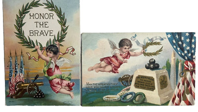 Decoration Day Postcard GAR Patriotic Cherub Angel Honor The Brave ...