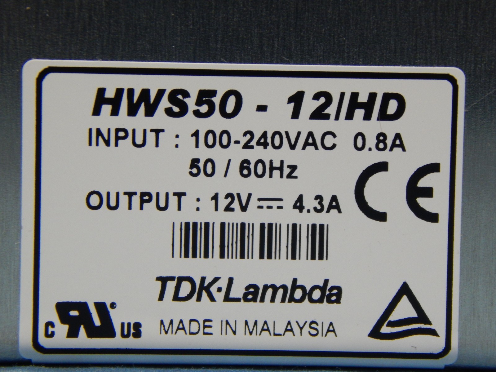 NEW TDK Lambada HWS50-12/HD Industrial Power Supply 120/240V In 12V 4 ...