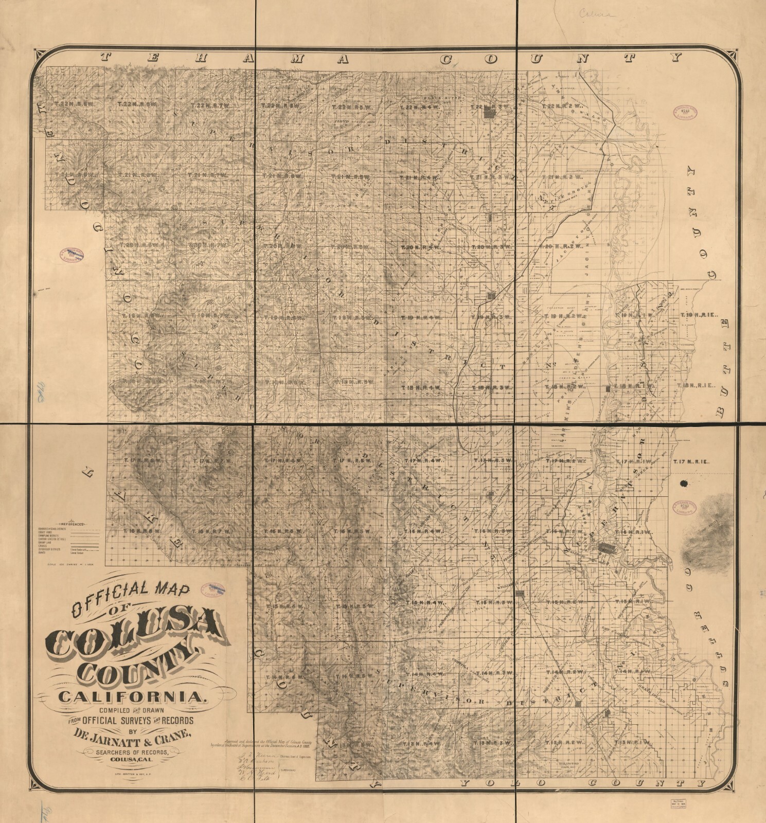 22" x 24" 1885 Map Official map of Colusa County, California | eBay