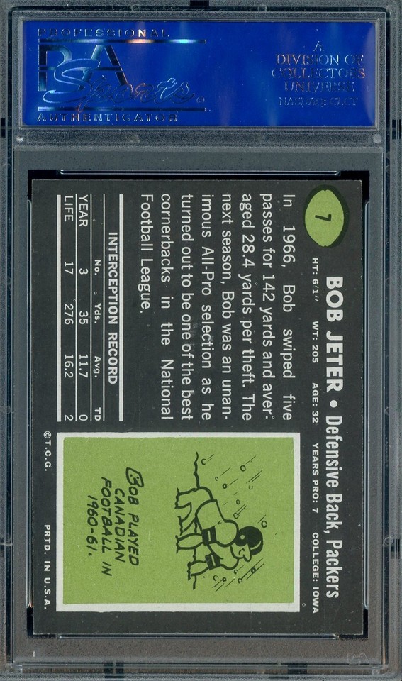 1969 Topps Football #7 Bob Jeter Green Bay Packers PSA 9 MINT | eBay