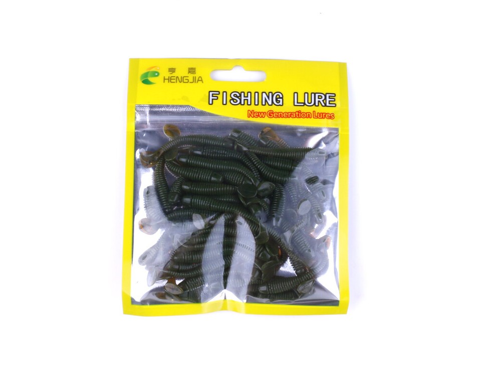 50pcs Small Soft Plastic Grubs Bait HENGJIA Pike Lure Worm Artificial ...
