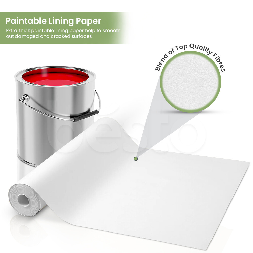Smooth Paintable Wallpaper Liner Lining Paper 130 Grams, Smooth White