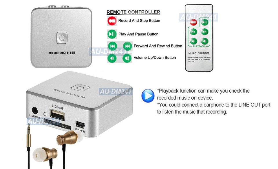 Analog Audio To MP3 Recorder Player W/IR Remote + USB Input + SD Card ...
