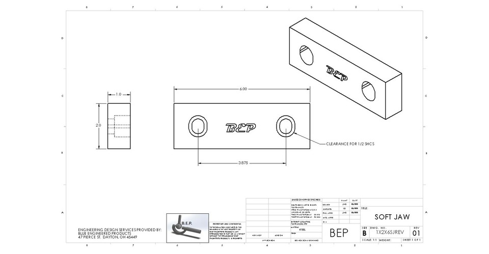 10 PACK 6 x 2 x 1" Machined Reversible Alum Soft Jaws for 6" Kurt Vise ...