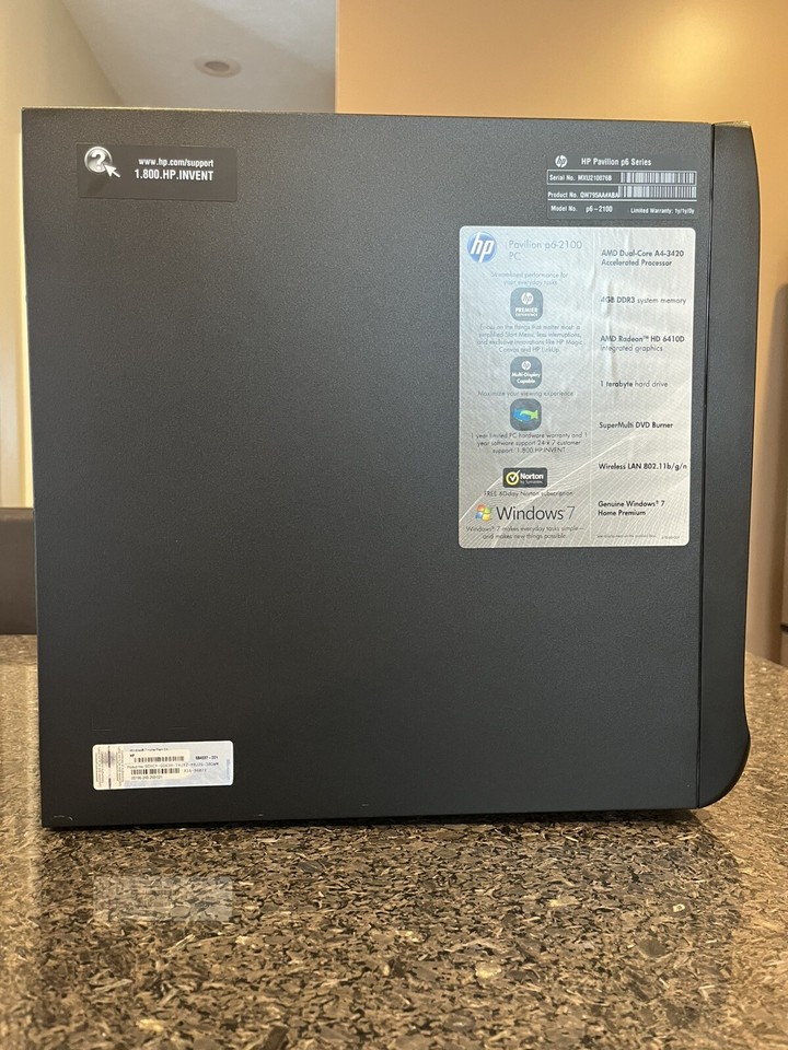 HP Pavilion p6-2100 PC (1TB HDD, 4GB RAM, AMD A4-3420 Dual-Core 2.80GHz ...