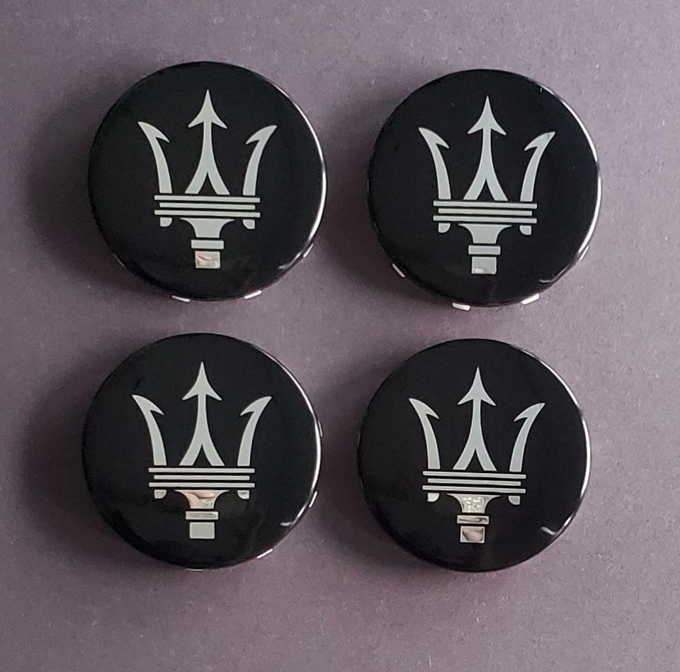 Maserati QP & Ghibli GTS Black w/ Chrome Wheel Center Cap | 4pcs