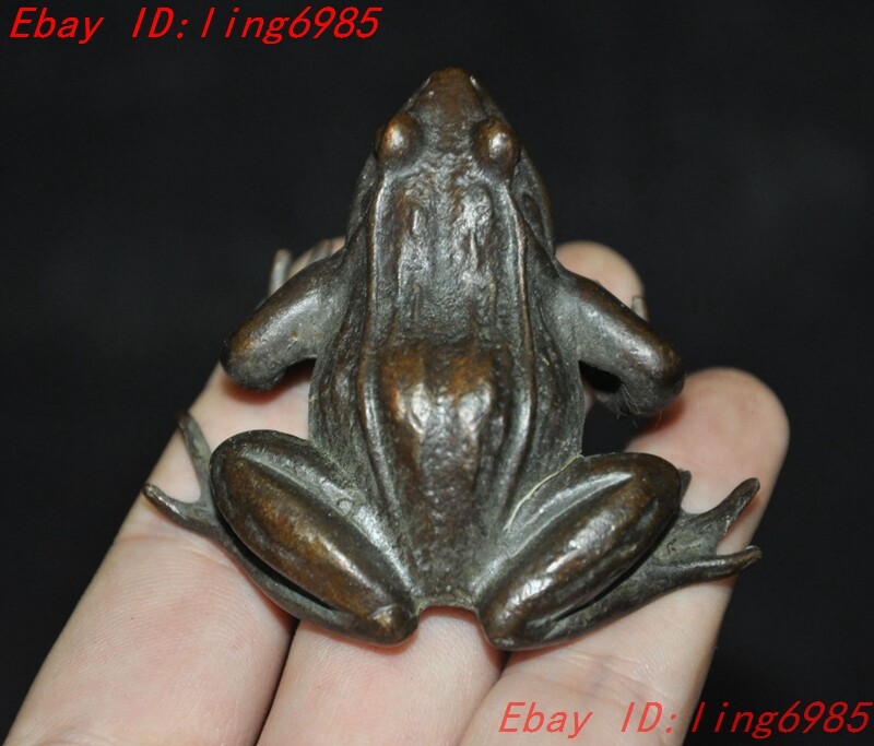 2.4" Chinese Ancient bronze auspicious Feng Shui animal frog frog ...