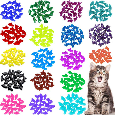 120pcs Cat Nail Caps | Cat Nail Covers | Cat Claw Caps with Adhesives ...