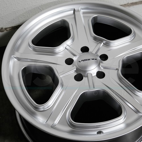 4-New 15" Vision 147 Daytona Wheels 15x7/15x8 5x114.3 -7/0 Hyper Silver ...