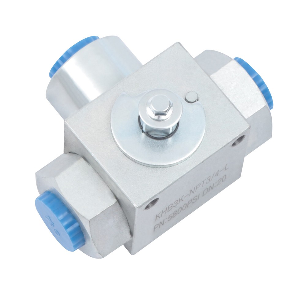 3 Way 3/4 Inch NPT Hydraulic High Pressure Ball Valve Manual Drive ...