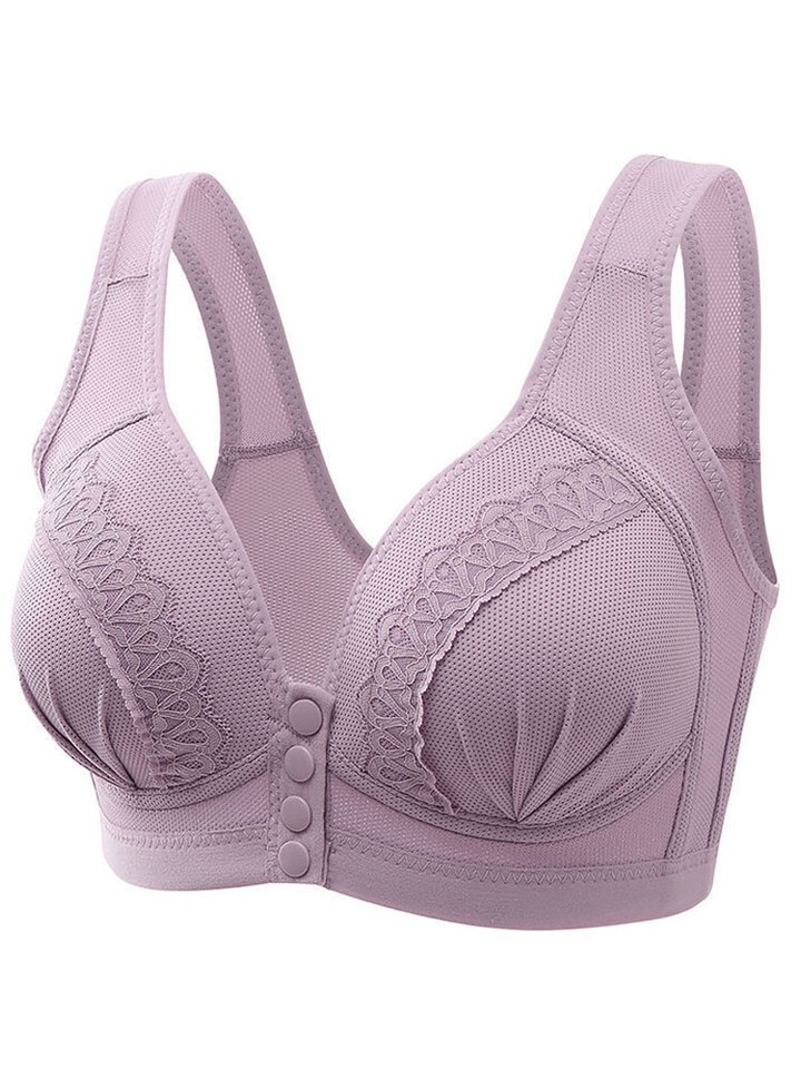 Women's Front Fastening Push Up Bra Non Wired Ladies Comfort Soft Cup ...