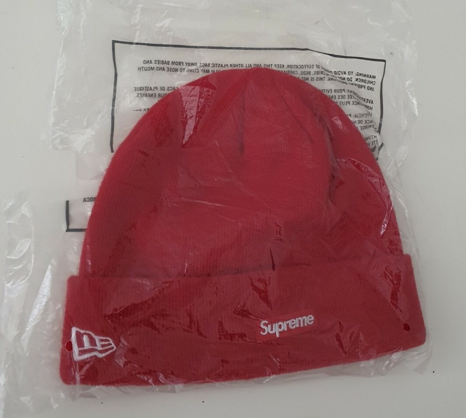FW17 Supreme New Era S Logo Beanie red Hat | eBay