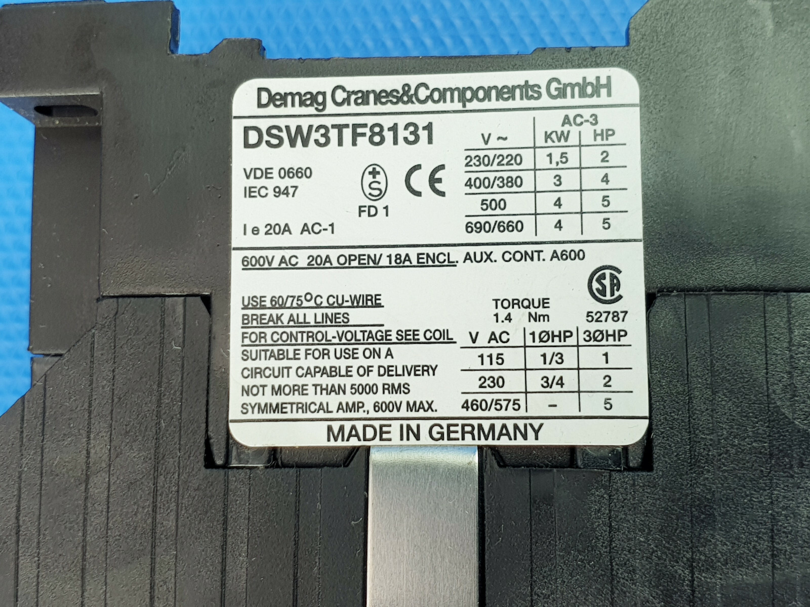 DEMAG Schütz DSW 3TF 8131 230V Inkl. MwSt | eBay