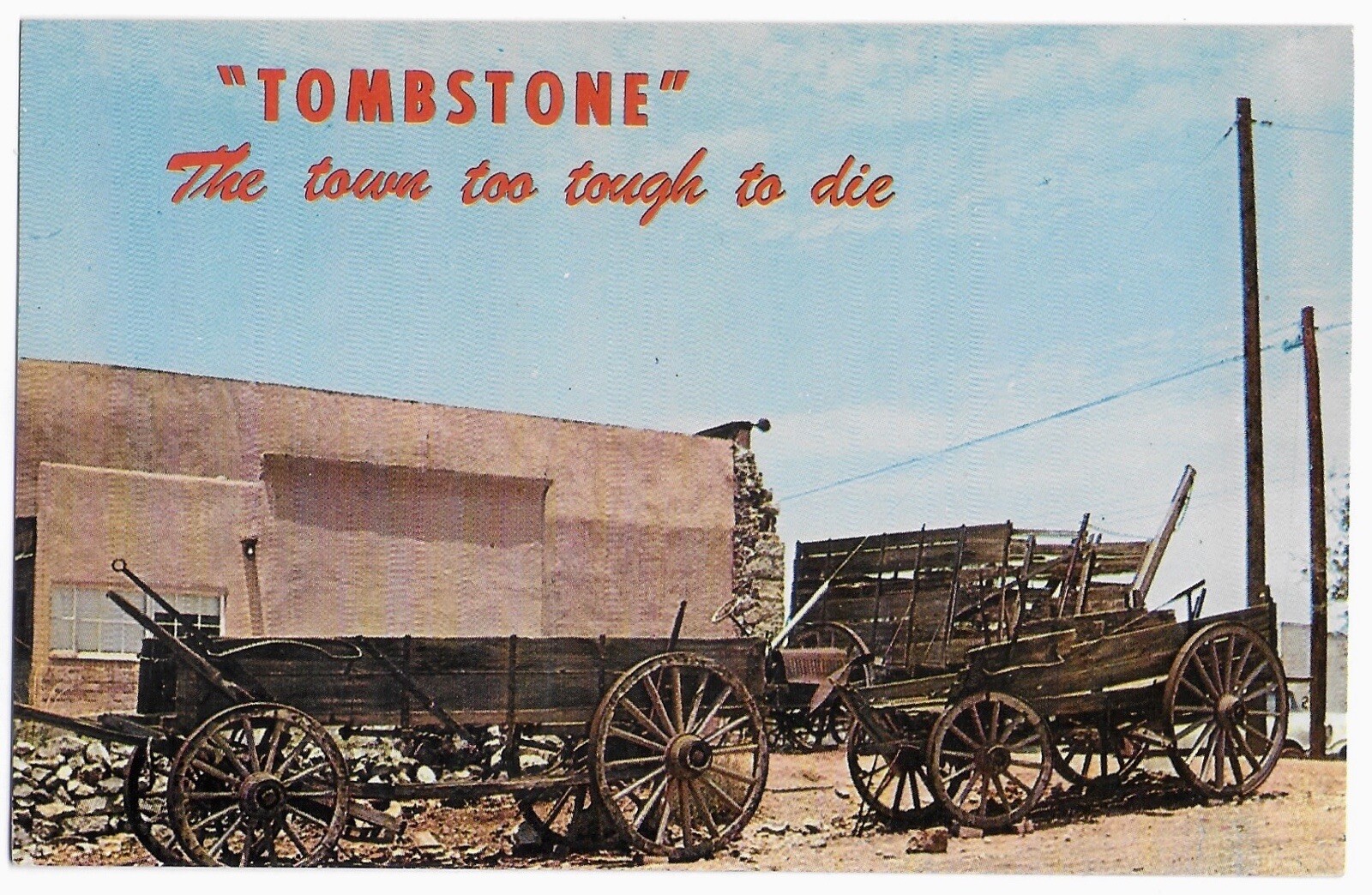Postcard AZ Tombstone Arizona Old Freight Wagons Hauled Freight in the ...
