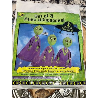 Vtg Set of 3 Alien Windsocks - Over 3 Feet Long - Halloween Yard ...