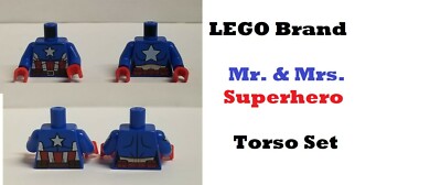 LEGO Minifigure Superhero Torso Set Girl Boy Patriot Mom Dad Red White ...