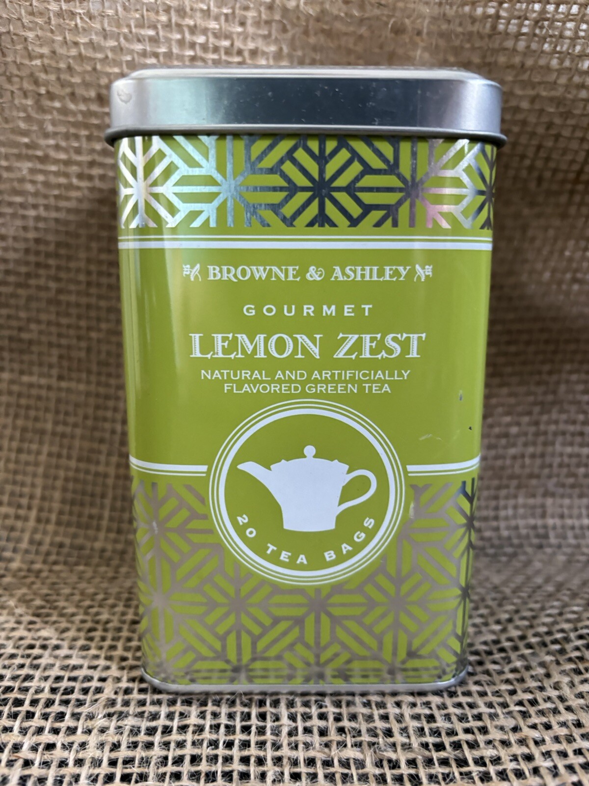 Vintage Browne & Ashley Green Tin Tea Container Good Condition Airtight ...