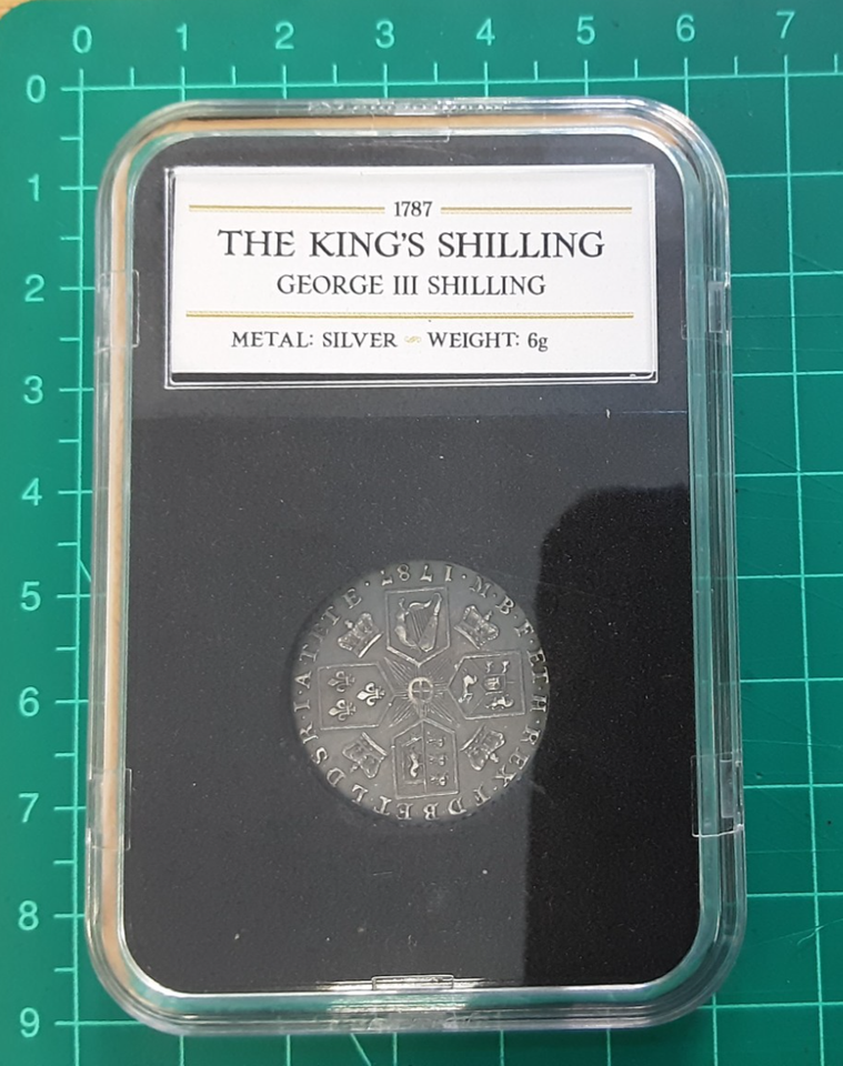 1787 King George III silver shilling with CoA and presentation box ...