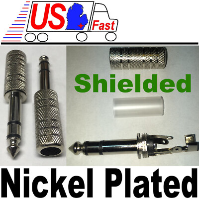 TRS Plug Adapter 1/4 6.3 mm Male Stereo Phone Connector Shielded Solder ...