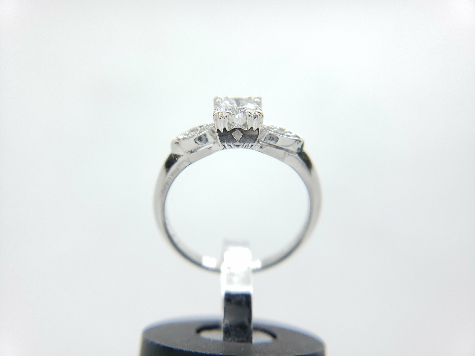 Platinum Round Single Cut Diamond Engagement Ring 1/2… - Gem