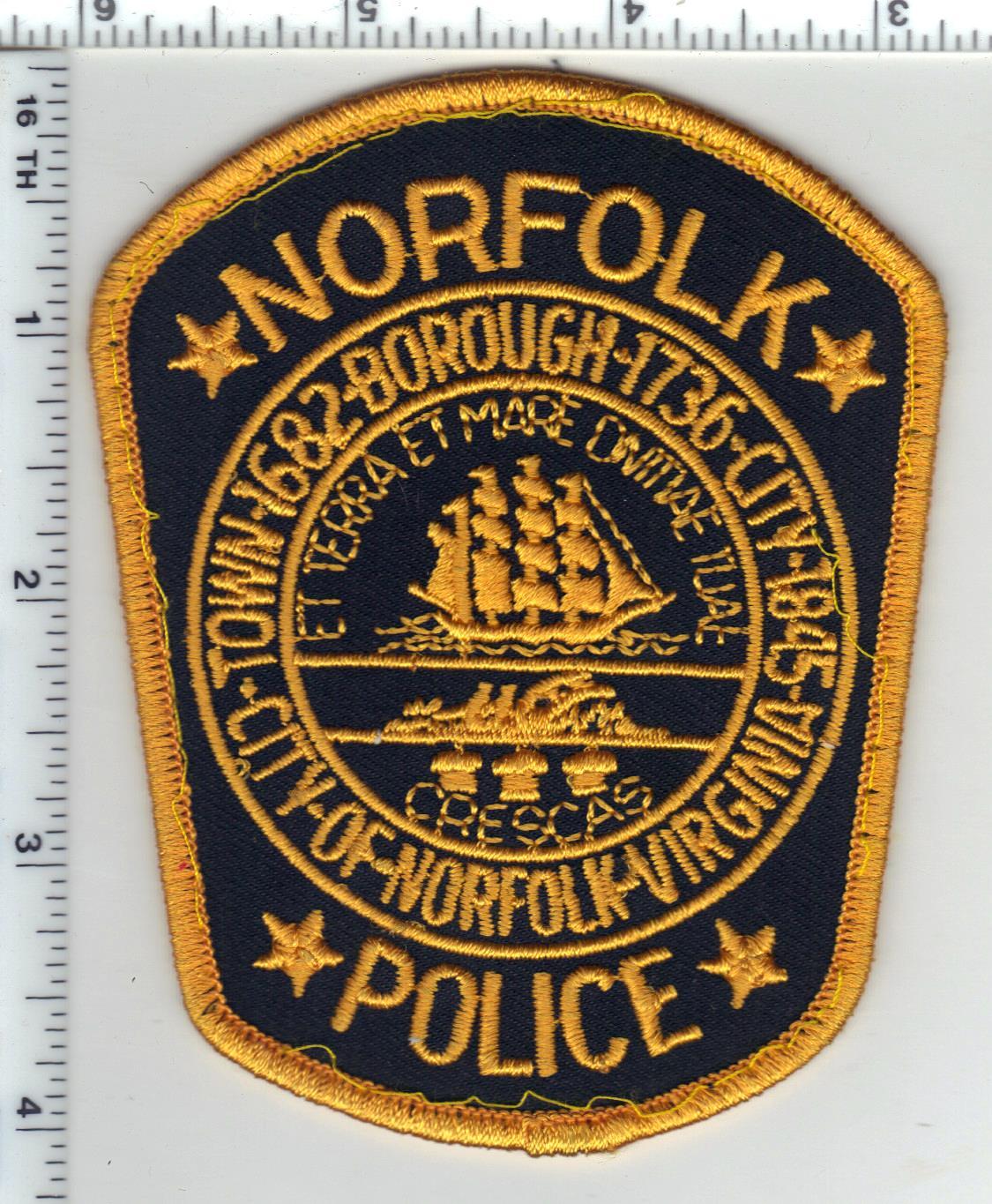 Norfolk Police (Virginia) Uniform Take-Off Shoulder Patch from the 1980 ...