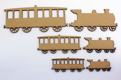 Train and Carriage Craft Shapes, Embellishments Decorations. 2mm MDF ...