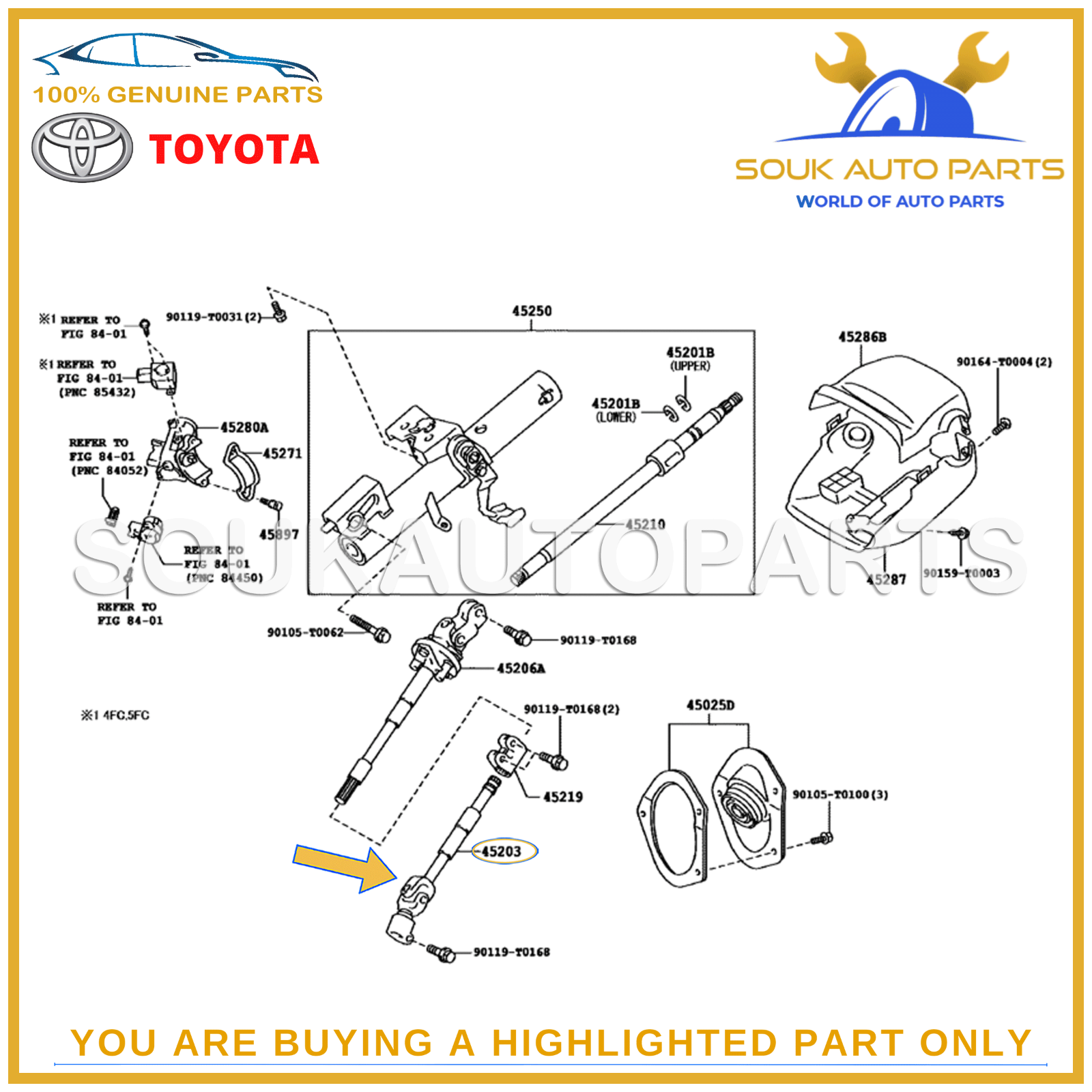 45203-0K110 Genuine Toyota SHAFT, STEERING INTERMEDIATE NO.2 452030K110 ...