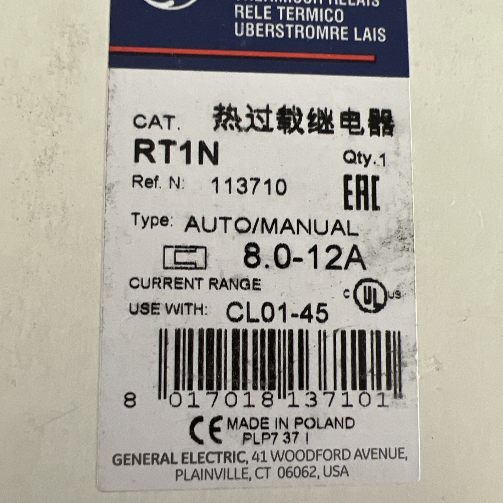 GE+RT1N+Overload+Relay+%28113710%29 for sale online | eBay