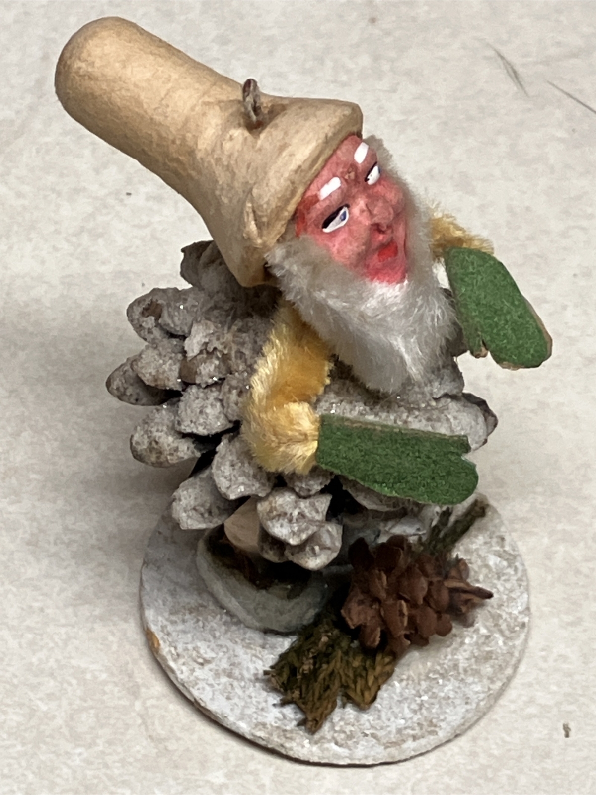 VTG X-MAS Ornament Rare Camping Putz Gnome Pinecone Chenille West ...