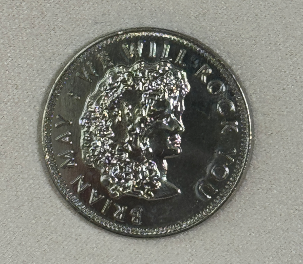 QUEEN Brian May Guitar Pick 2004 We Will Rock You Sixpence Coin ...
