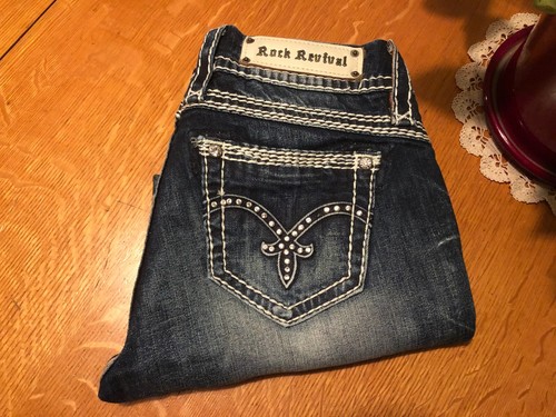 ROCK REVIVAL BECKY EASY CAPRI DARK WASH JEANS 27 X 24 VERY NICE! | eBay